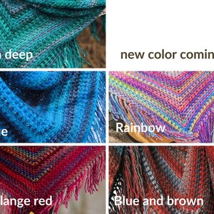 Blue Crochet Shawl Triangle Scarf Hand Knit Boho Shawl Fringe Shawl ...