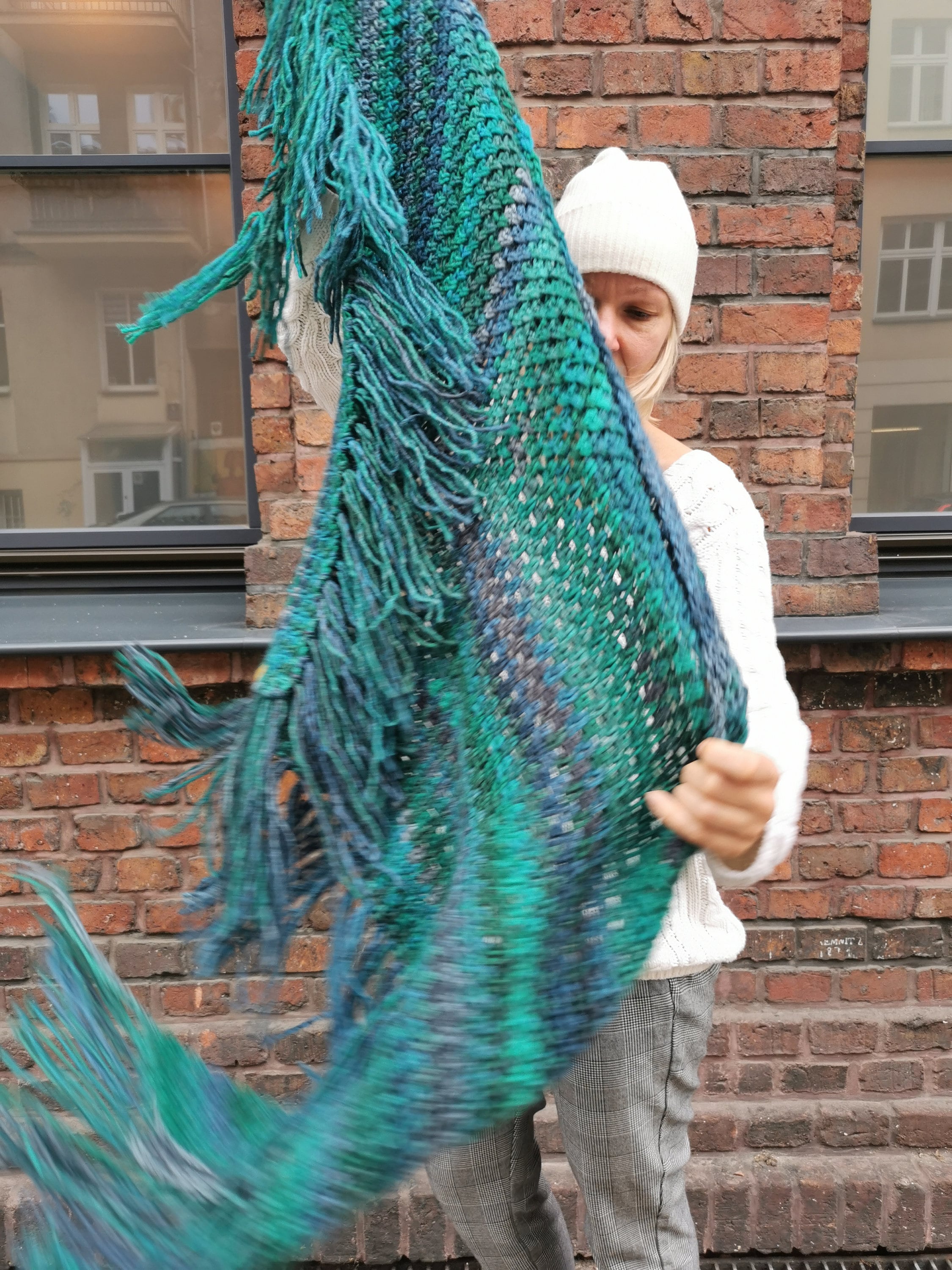 Green Crochet Shawl Triangular Boho Shawl Unique Shawl Hand - Etsy