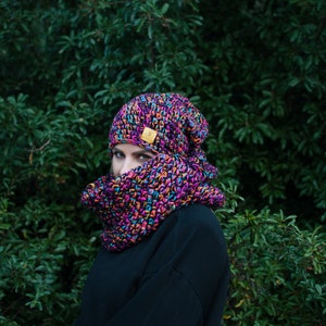 Oversized Scarf and Knitted Hat Infinity Scarf & Hand Knit Hat - Etsy