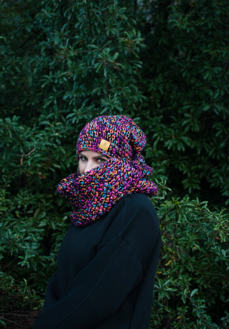 Oversized Scarf and Knitted Hat Infinity Scarf & Hand Knit Hat - Etsy