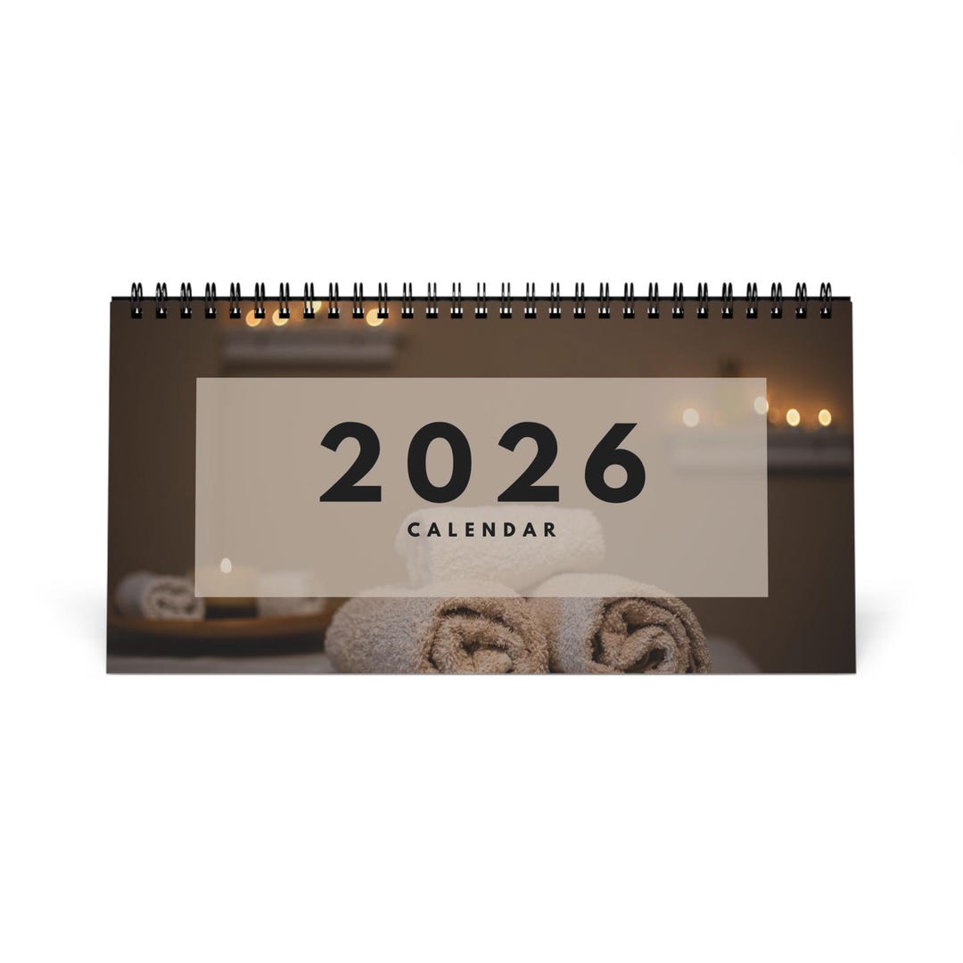 2026 Minimal Spa Towels Desktop Calendar | Desk Planner, Monthly Layout ...