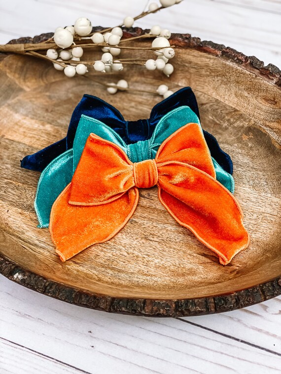 Large Velvet Serged Bows Sailor Bows Hand-tied Bows Hair - Etsy