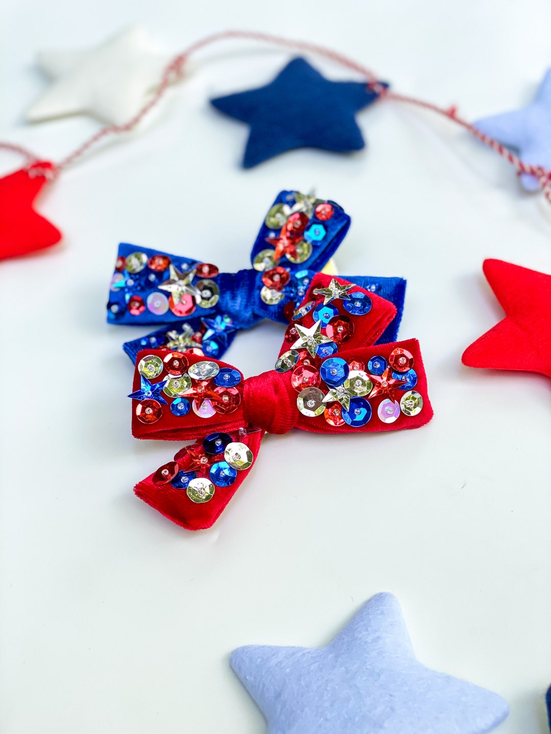 Hand-sewn Sequin Velvet Schoolgirl Bows Hand-tied Bows - Etsy