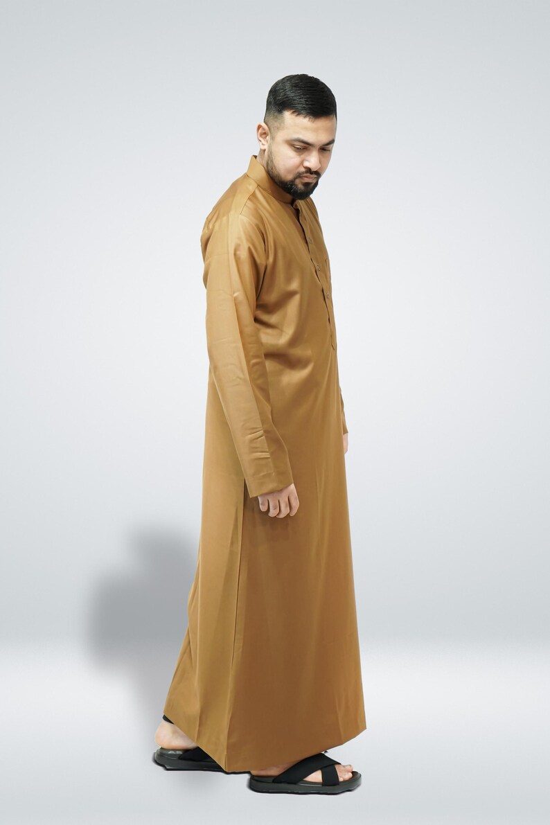 Light Brown Premium Saudi Thobe With Classic Collar – Elegant ...