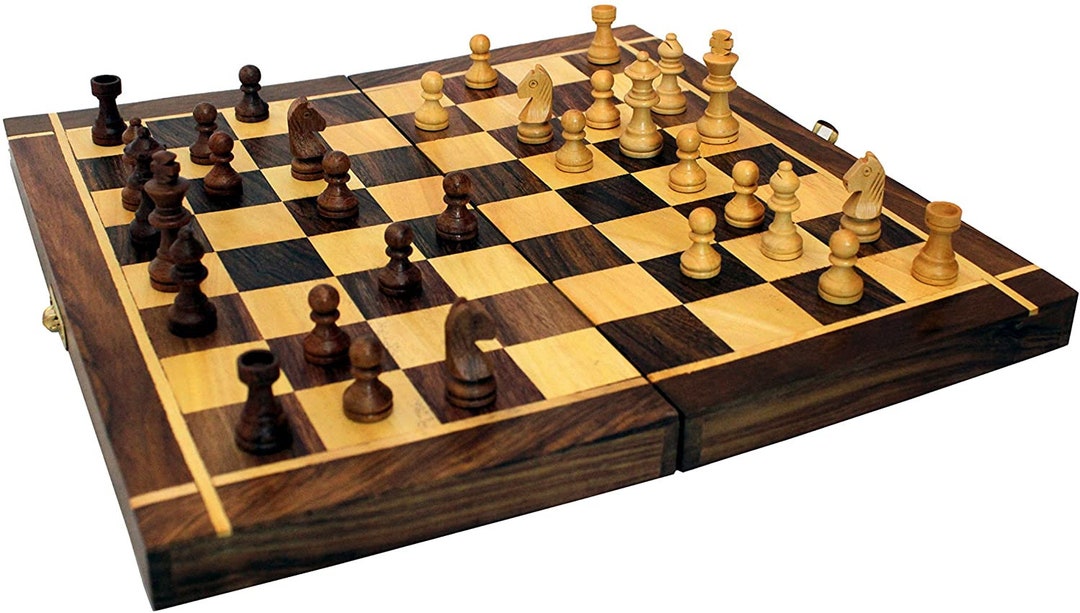 Wooden Magnetic Folding Chess Board With Storage Set 5,7,10,12,14 Inch ...