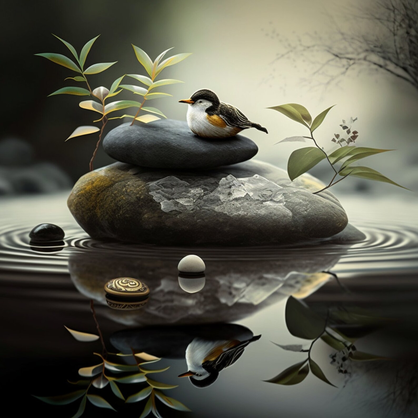 Zen Bird, Relaxing Art, Digital Download - Etsy
