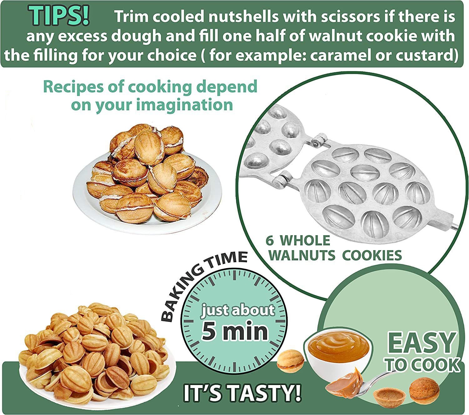 Oreshnitsa Russian Oreshki Walnut Nutlets Oreshnica Cookie Form Mold ...