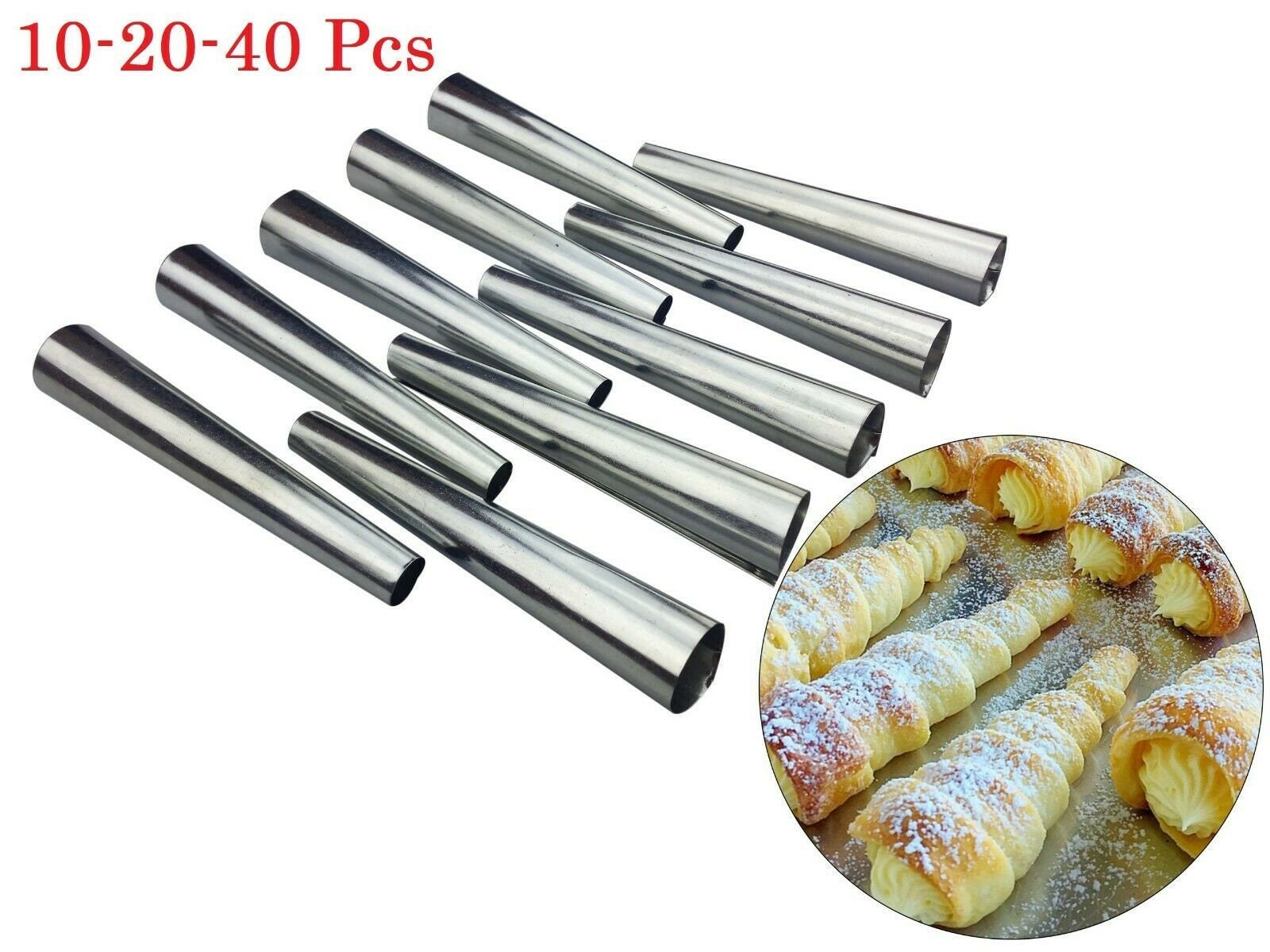 Filled Dessert Pastry Cone Metal Molds Set Tubes Cannoli Rurki Cream ...
