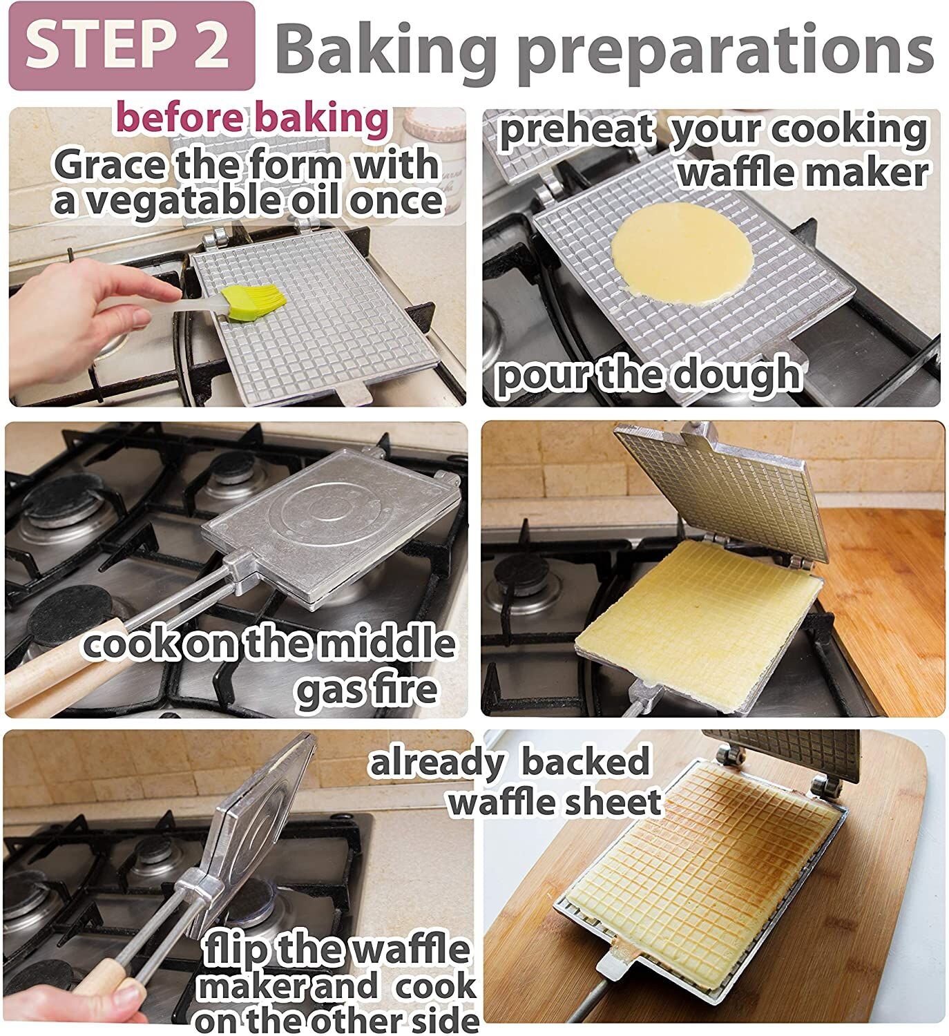 Sweet Waffles Wafer Maker Metal Mold Cookie Baker Iron Plate Baking ...