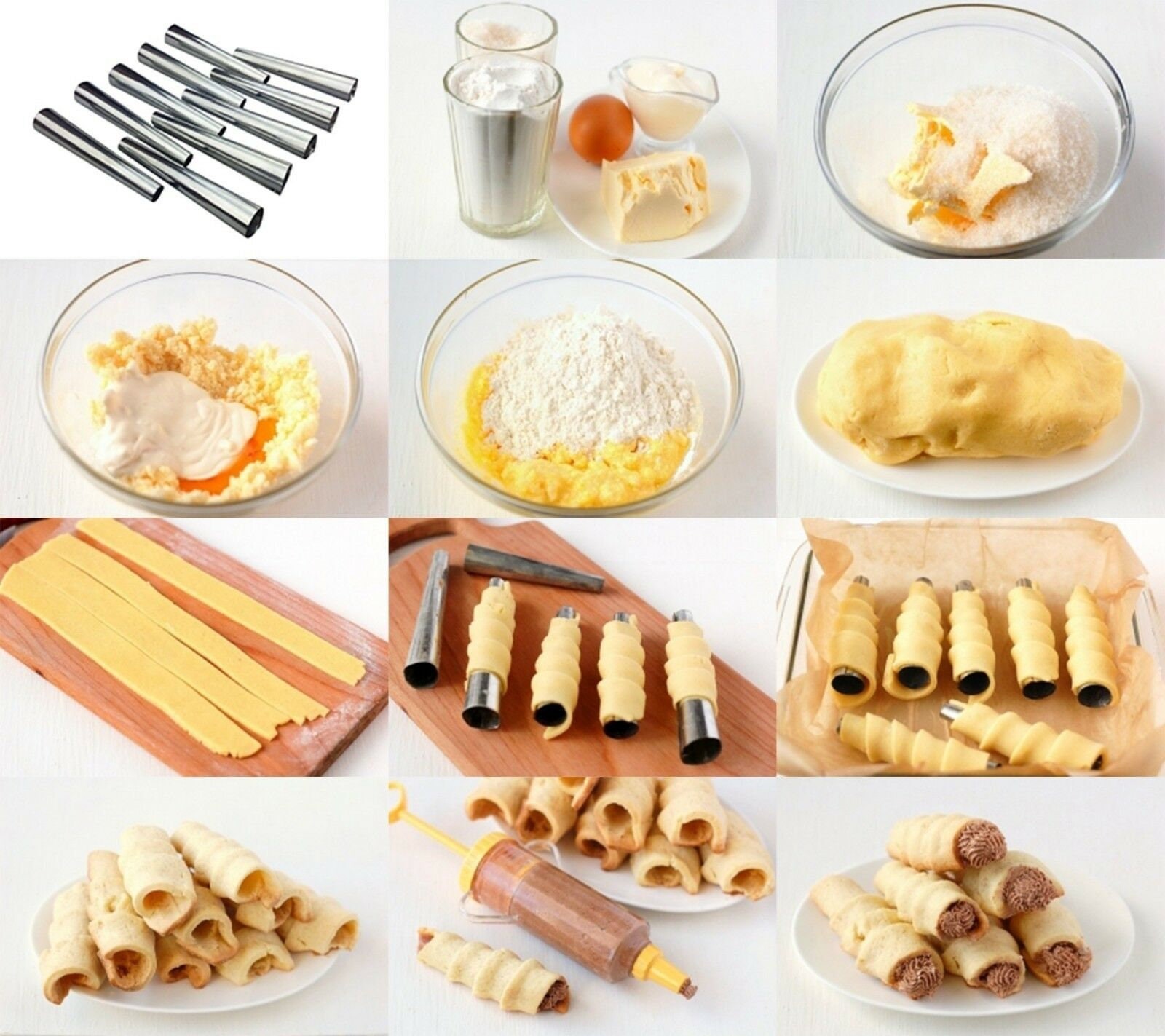 Filled Dessert Pastry Cone Metal Molds Set Tubes Cannoli Rurki Cream ...