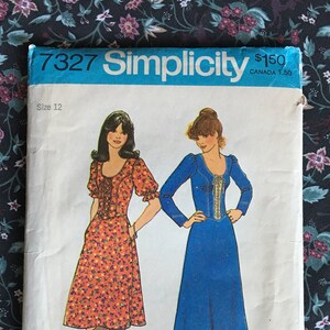 Tracing COPY of Vintage Simplicity 7327 Gunne Sax Style Sewing Pattern ...
