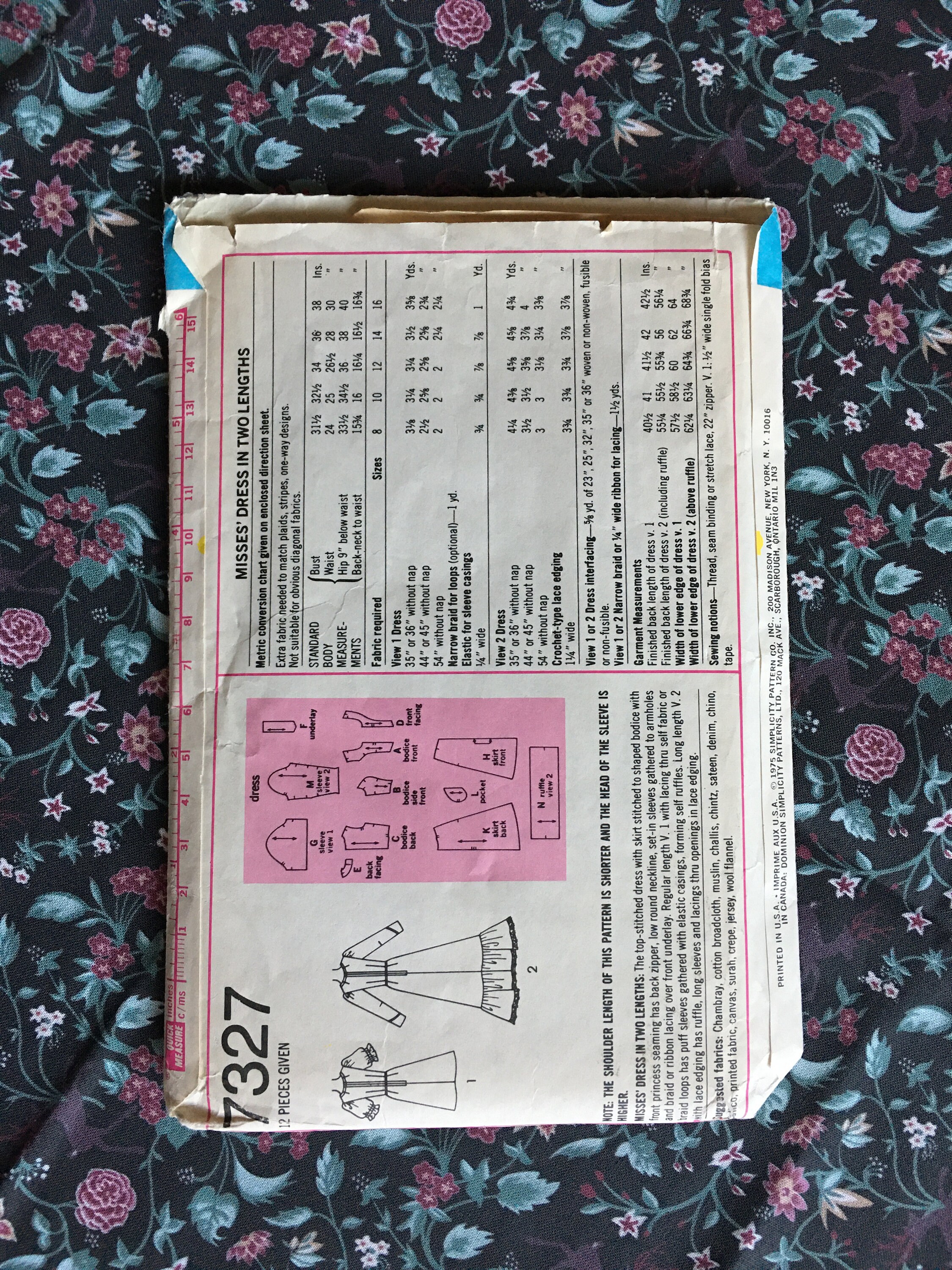 Tracing COPY of Vintage Simplicity 7327 Gunne Sax Style Sewing - Etsy UK