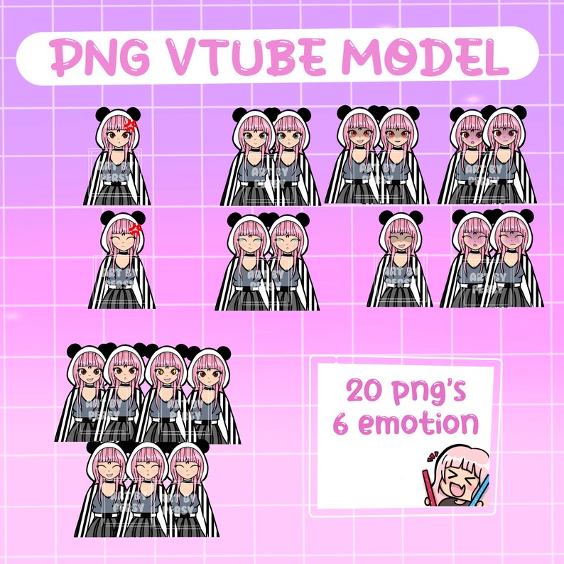 Vtuber Png | Cute Girl PNG Tuber | 6 Expressions | Content Creator ...