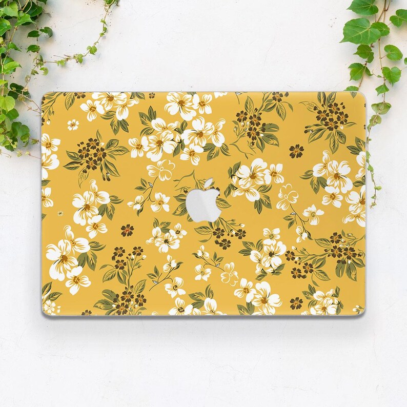 MacBook Case Yellow Cute Tiny Flowers MacBook Case Floral Botanical ...