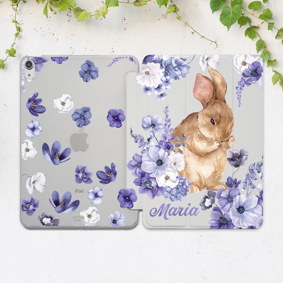 IPad Case Bunny Custom Name Case Cute Animal Art iPad Case Watercolor ...