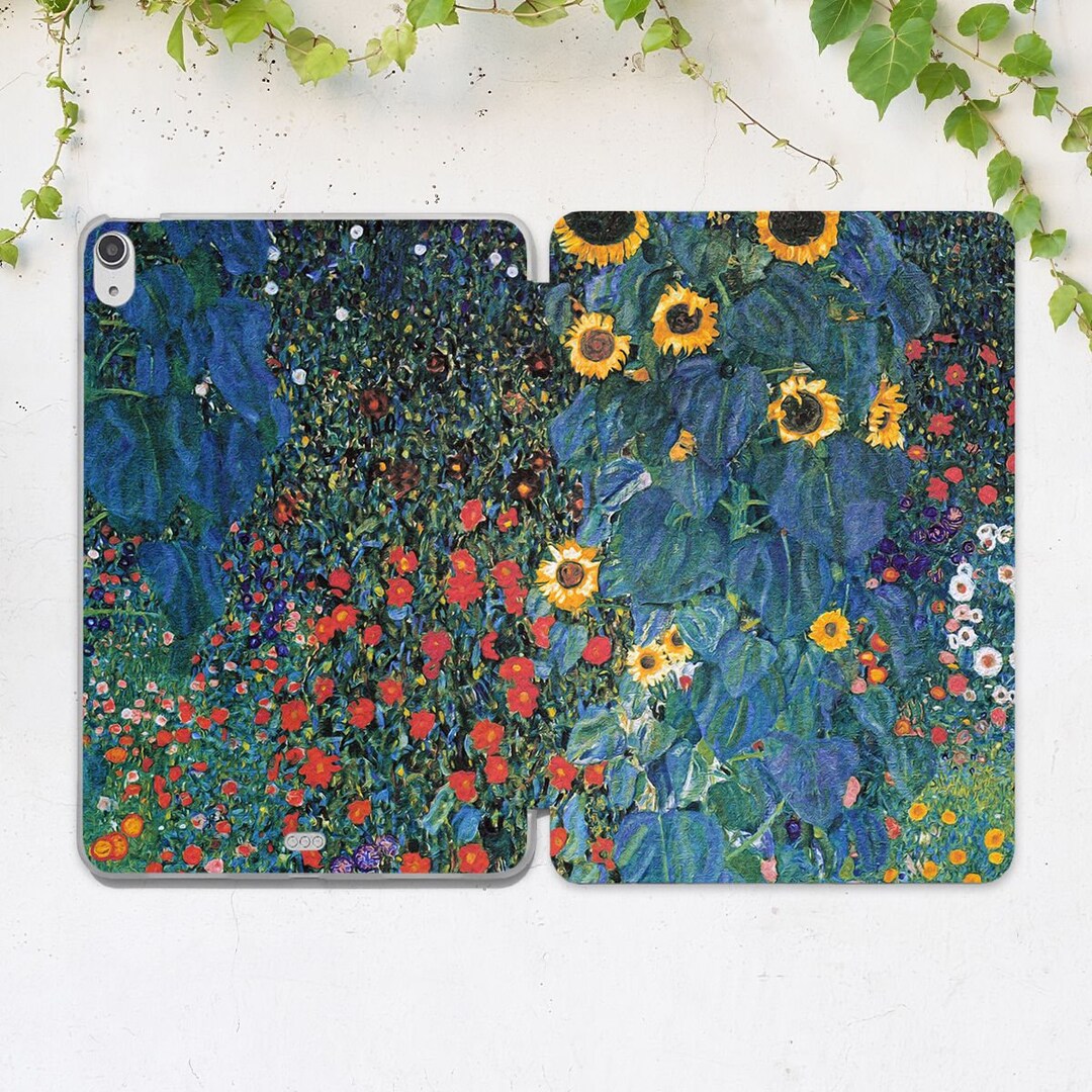 Garden With Sunflowers iPad Case Klimt Oil Paint Print Botanical Art ...