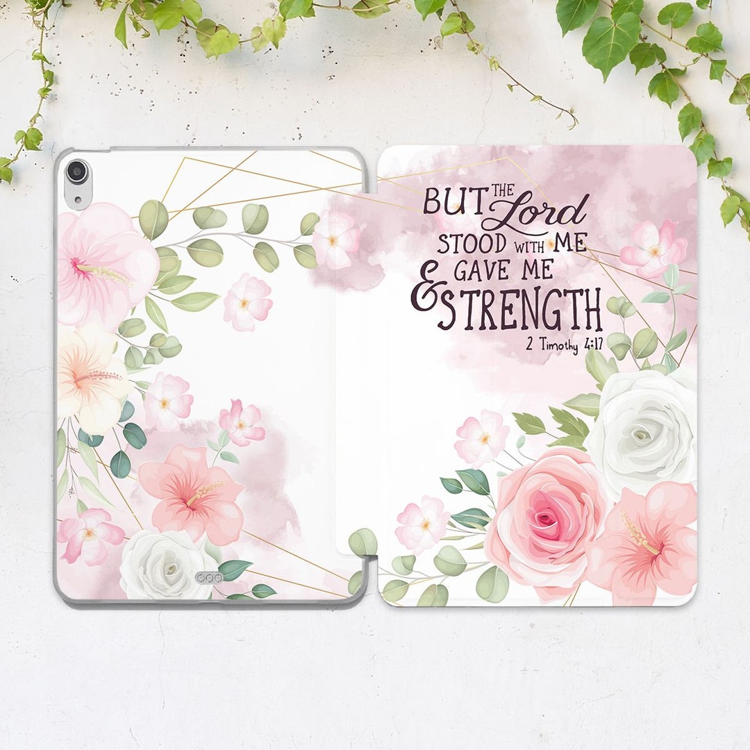 Bible Verse Print iPad Case Quote iPad Case Saying Elegant Flowers ...