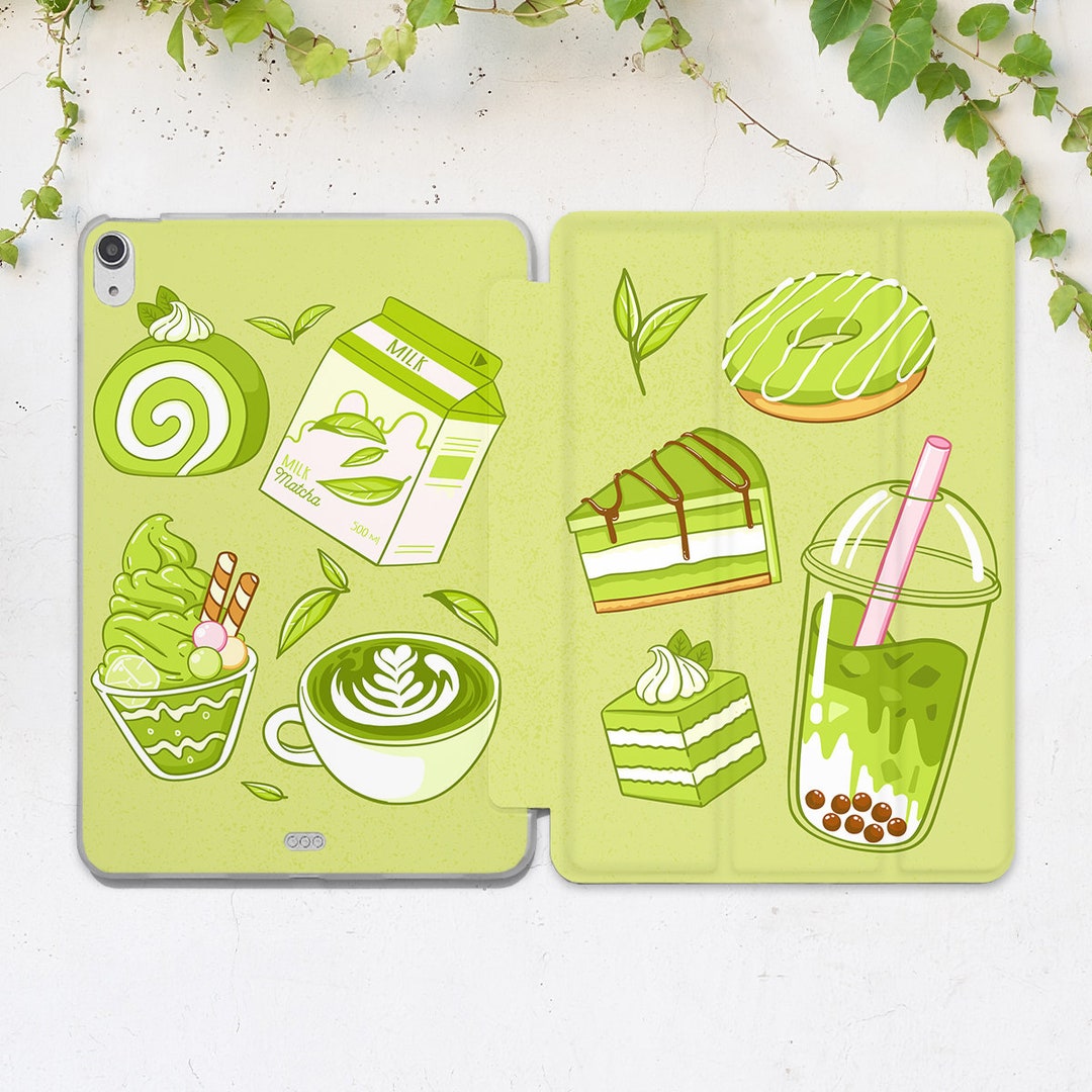 IPad Case Green Tea iPad Case Sweets Cute Boba Art Kawaii Food Print ...