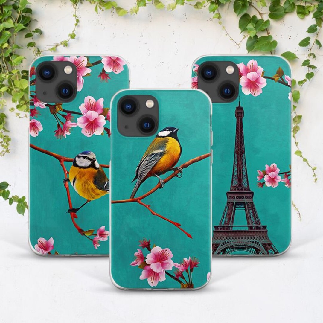 IPhone Case Bird Yellow Bird Case Effel Tower Art Phone Case Floral ...