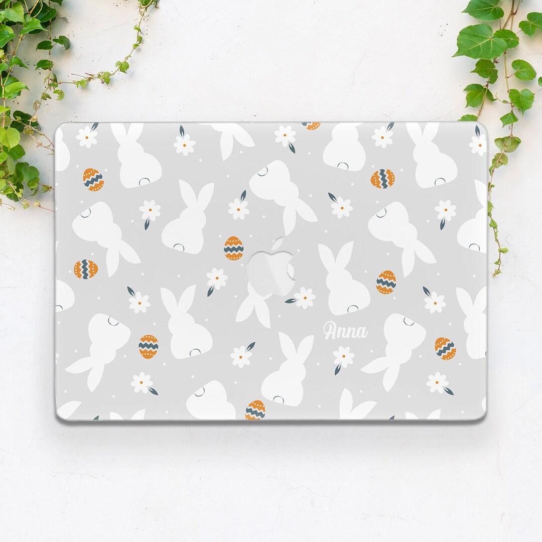 Kawaii White Bunny MacBook Case Eggs Easter Decor MacBook Hard Case ...