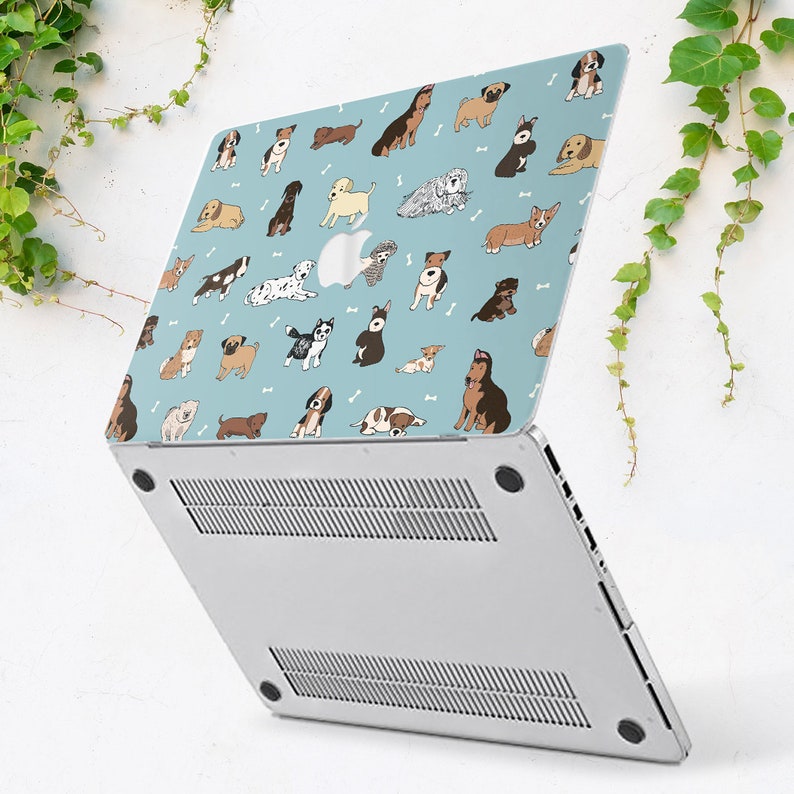 Macbook Case Dogs Light Blue Case Cute Animals Case Dog Lover - Etsy