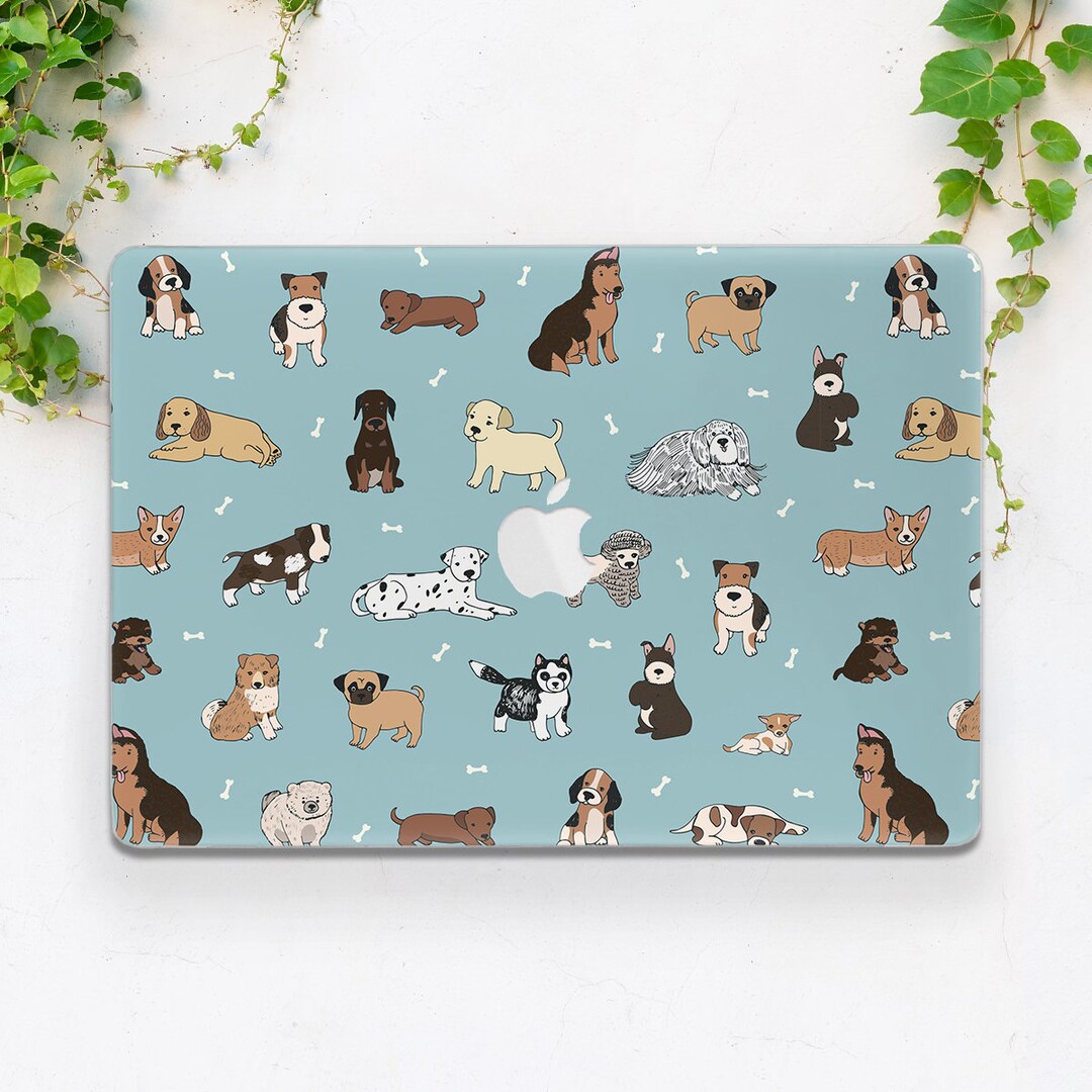 MacBook Case Dogs Light Blue Case Cute Animals Case Dog Lover Gift ...