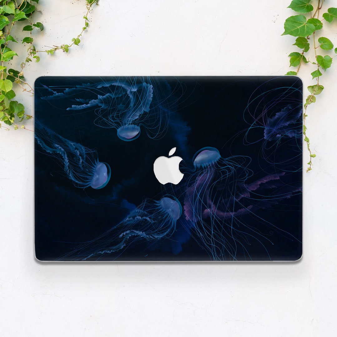 Jelly Fish Print MacBook Dark Green Marine Animal Art MacBook Case Hard ...