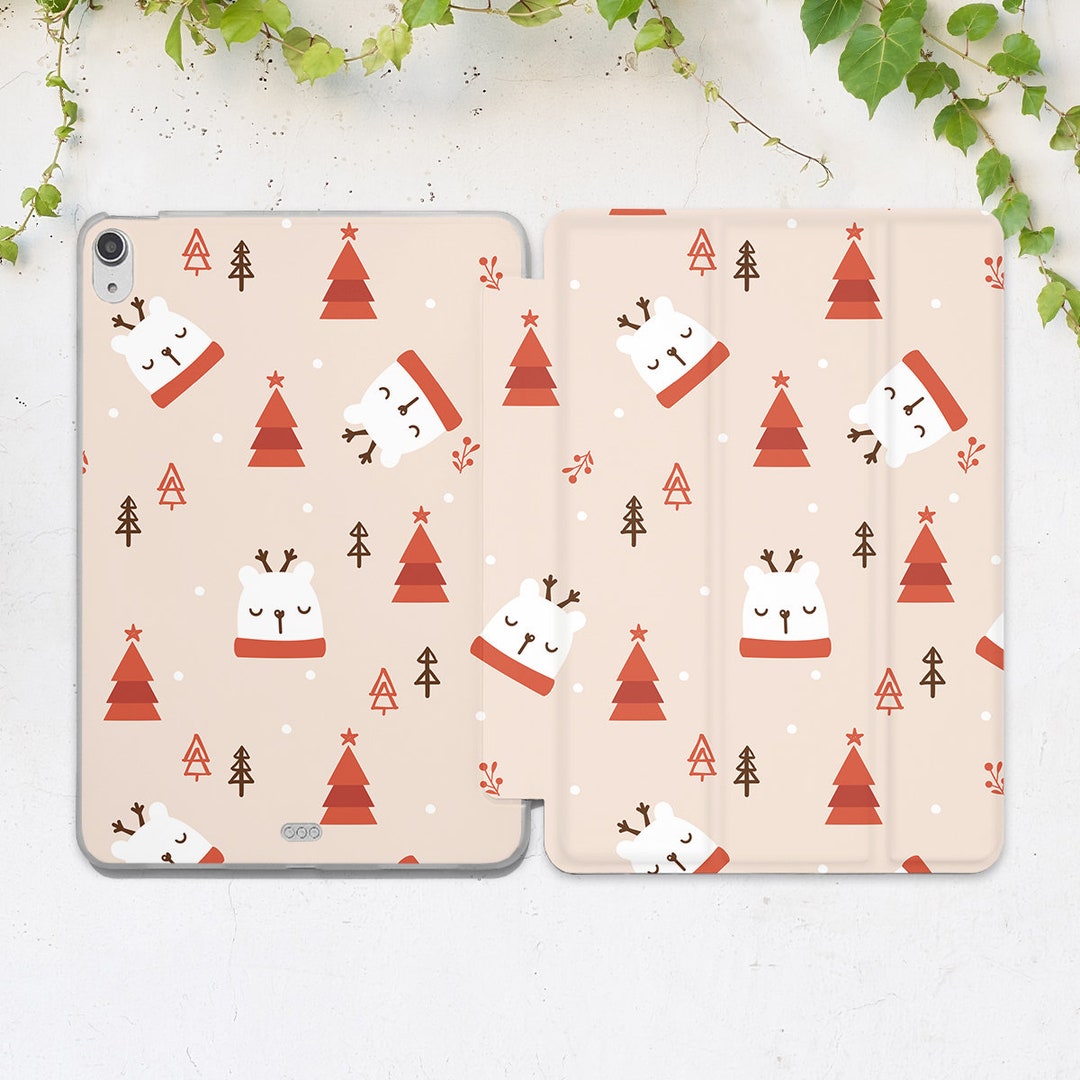 Cute White Bear Christmas Decor Light Pink Case iPad Smart Case New ...