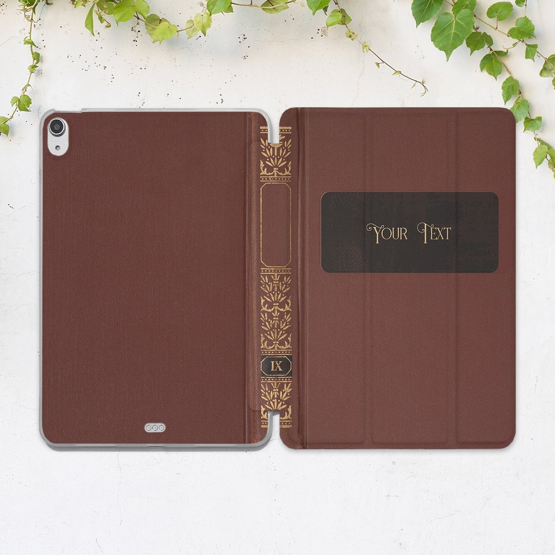 Burgundy Book Print iPad Case Vintage Custom Text Here iPad Case Name ...