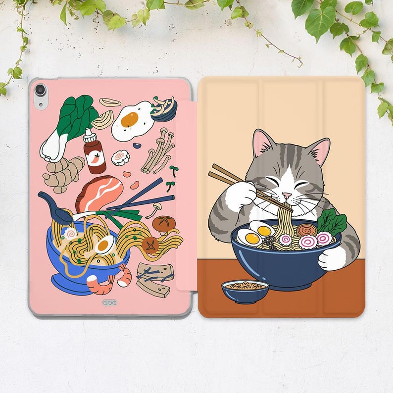 IPad Flip Stand Ramen Noodles Lover iPad Case Asian Kawaii Cat ...