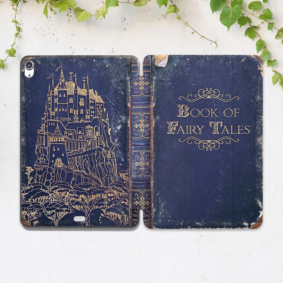 Fairy Tales Book Print iPad Case Blue Vintage Book Print Magic Castle ...