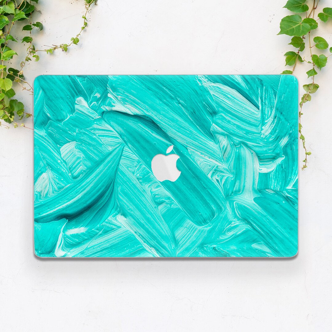 MacBook Case Turquoise Oil Paint Print MacBook Hard Case Simple Elegant ...