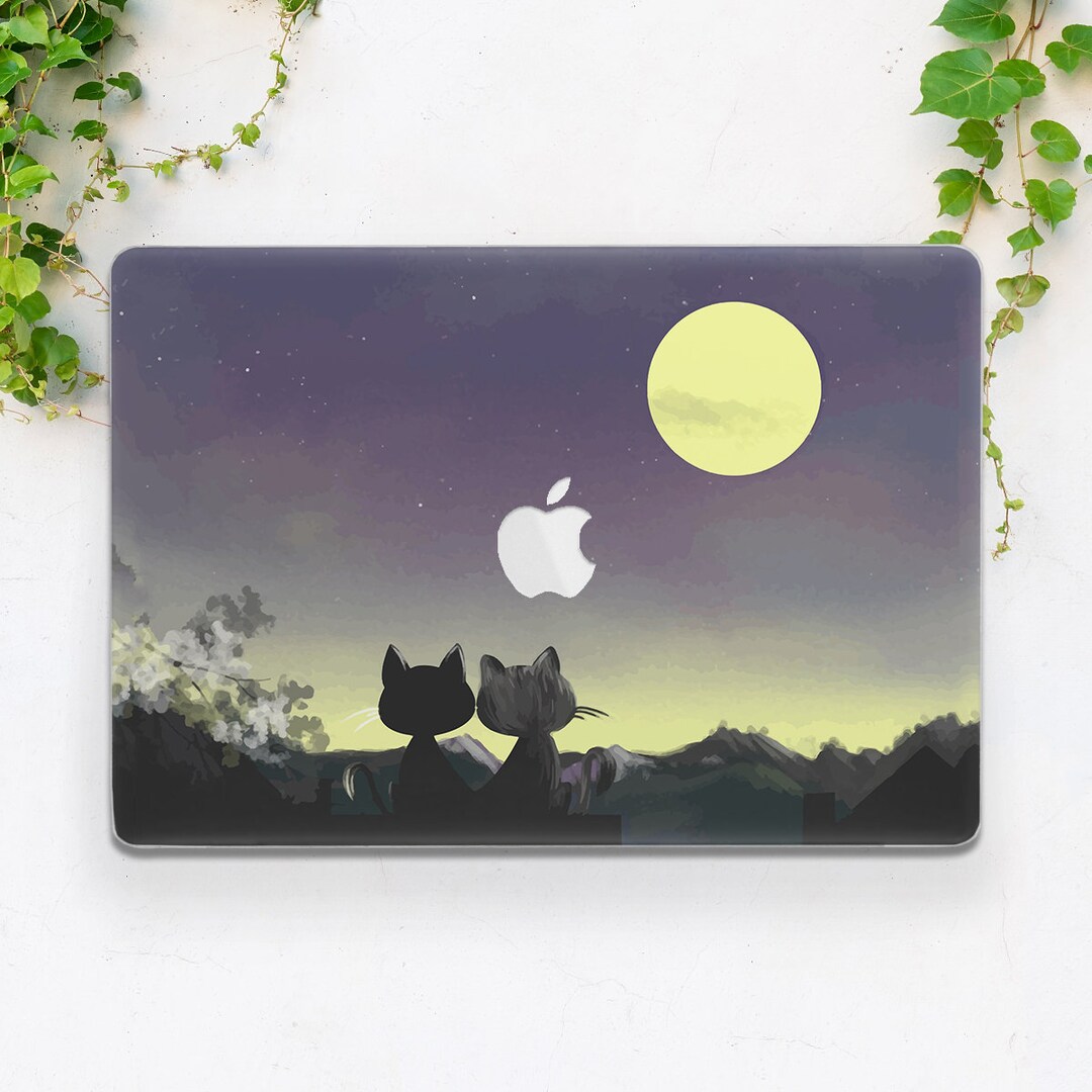 Cute Cats Art MacBook Case Nature Sky Moon Stars Inspirational Romantic ...
