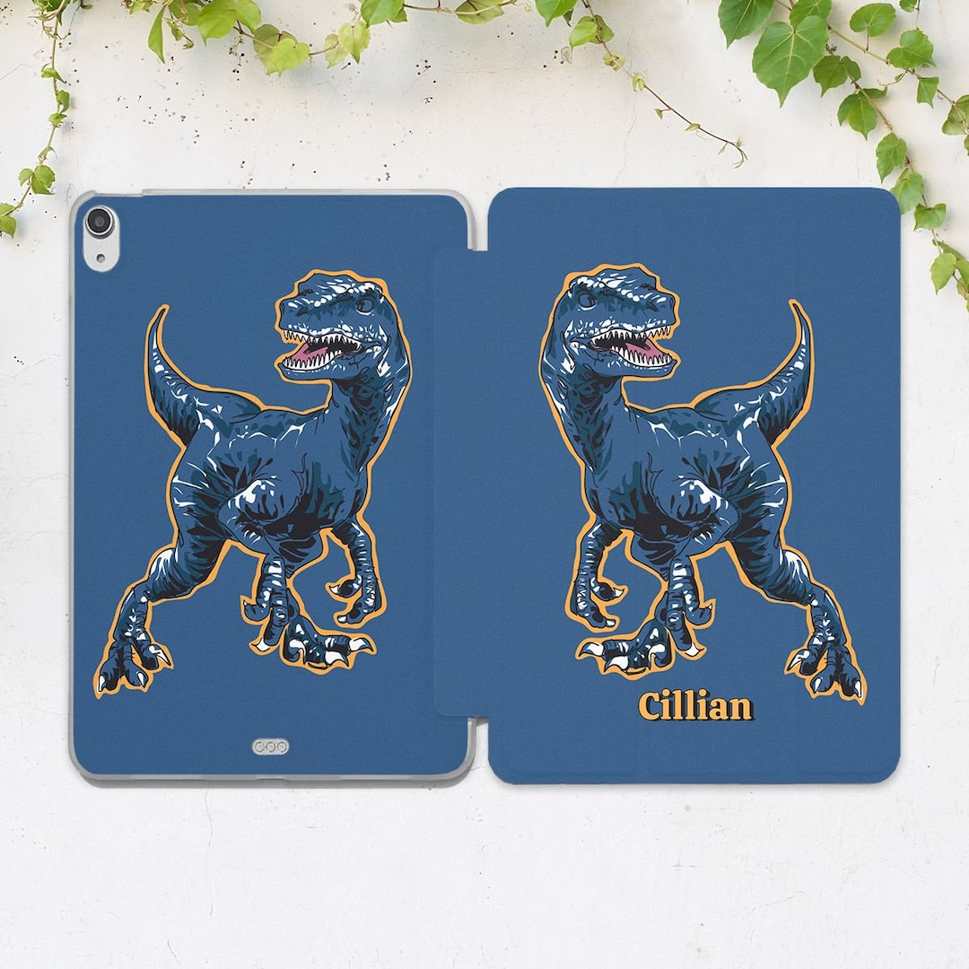 Blue T-rex Art iPad Case Dino iPad Case Custom Dinosaur Art Case iPad ...