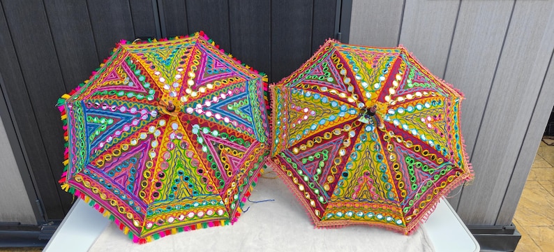 Handmade Patchwork Katchi Umbrella: Indian Decorative Parasol, Bohemian ...