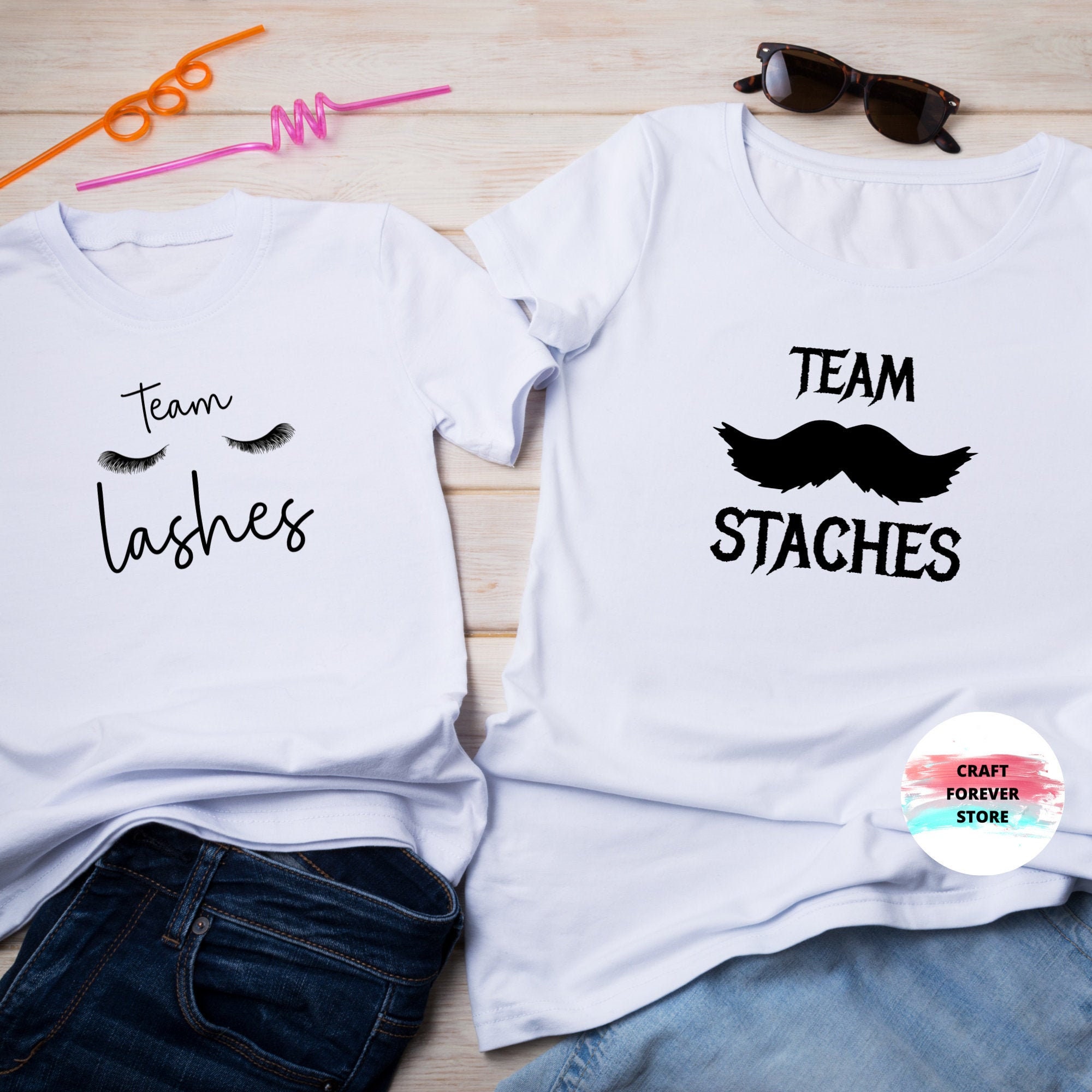 Gender Reveal SVG Team Lashes Team Staches Gender Reveal - Etsy