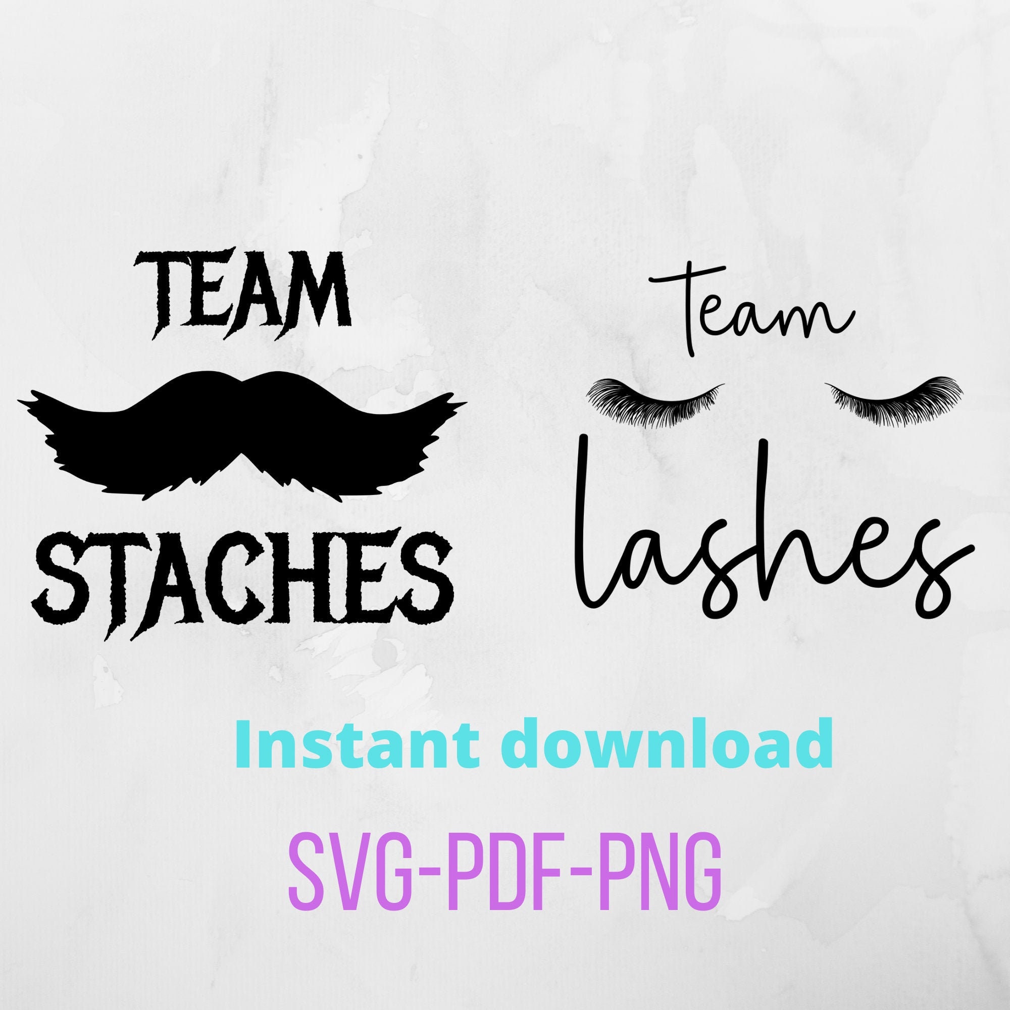 Gender Reveal SVG Team Lashes Team Staches Gender Reveal - Etsy