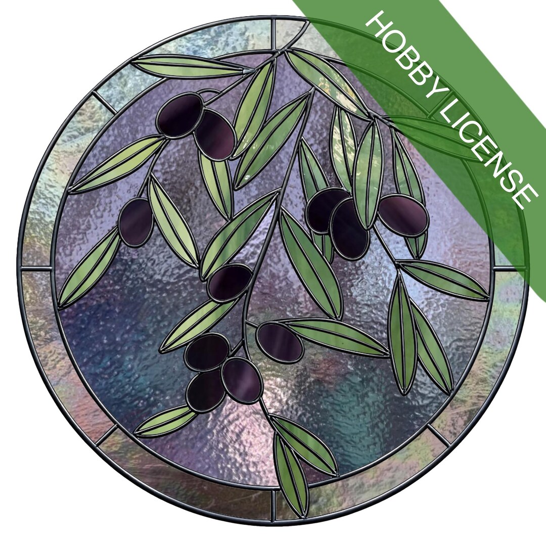 Olive Tree Digital PDF SVG PNG Round Pattern, Stained Glass Tiffany ...