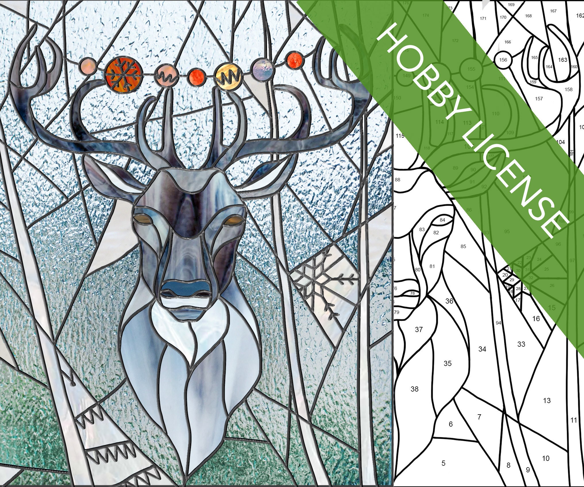 Christmas Reindeer Digital PDF Pattern Stained Glass, Festive Window ...