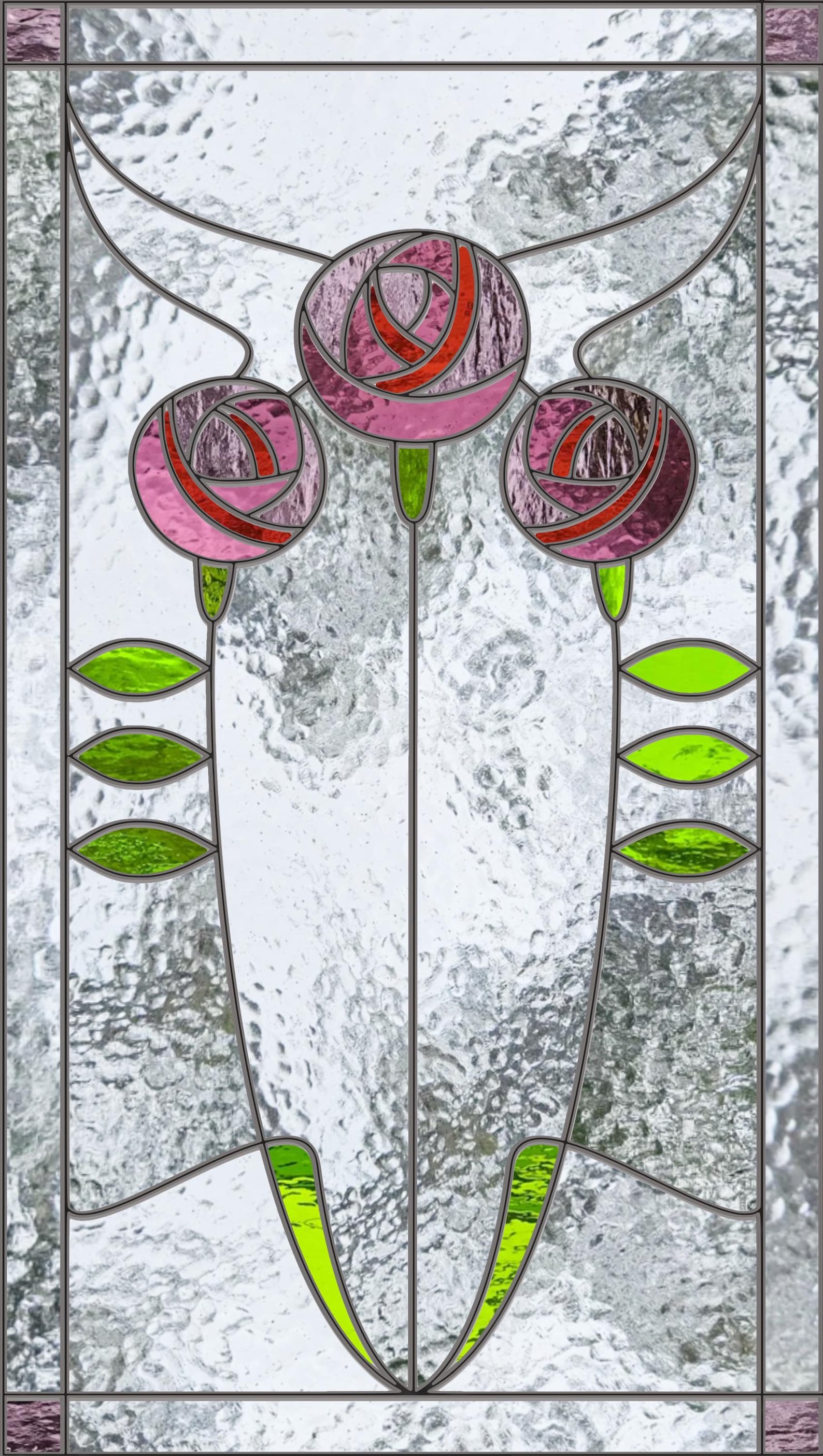 Art Nouveau Floral Stained Glass Pattern: Jugendstil Design (digital ...