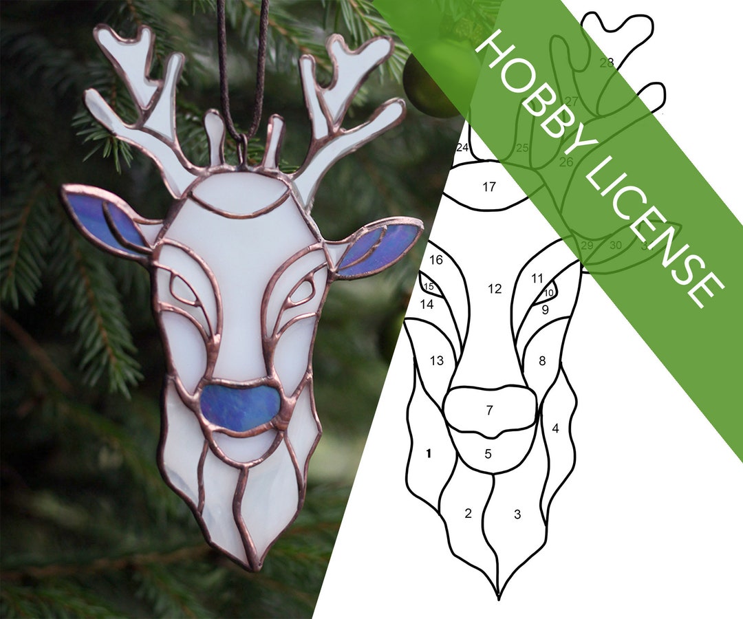 Christmas Reindeer Digital PDF Pattern Stained Glass Holiday - Etsy