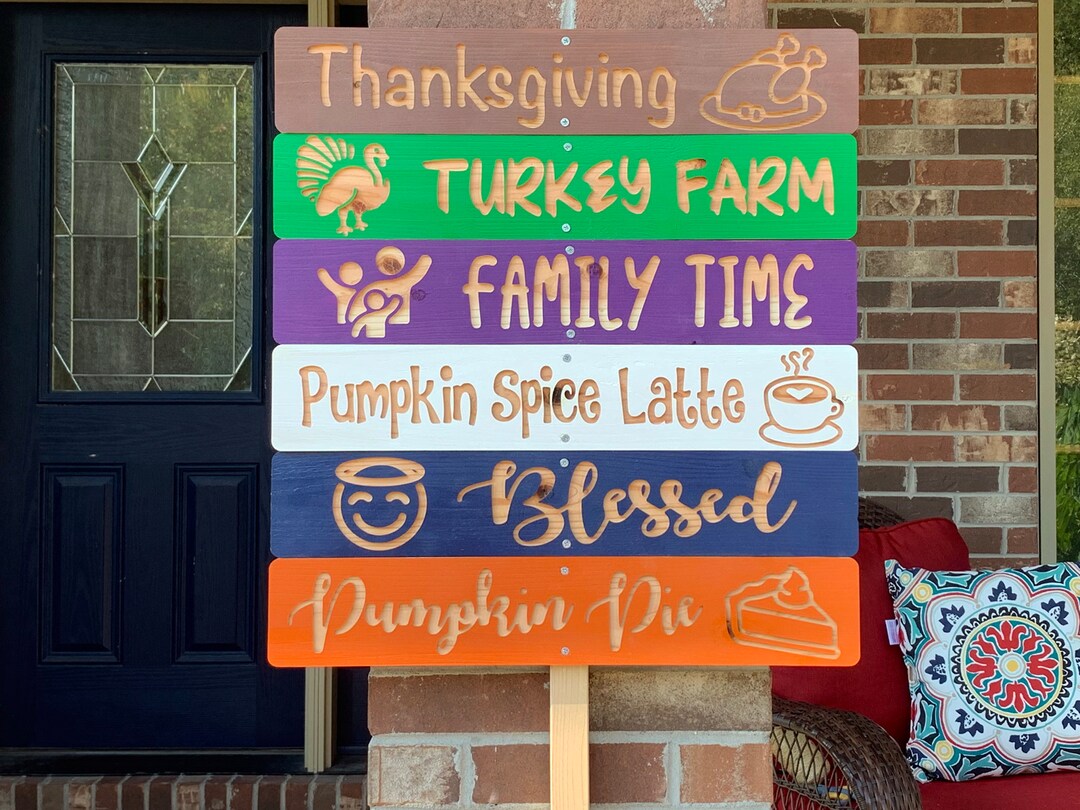 Thanksgiving Signs & Fall Decorations - Autumn Holiday Decor - Carved ...