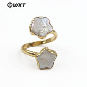 WT-R327 WKT Stylish Small and Cute Gold Ring With Pearls Dotted Flower ...