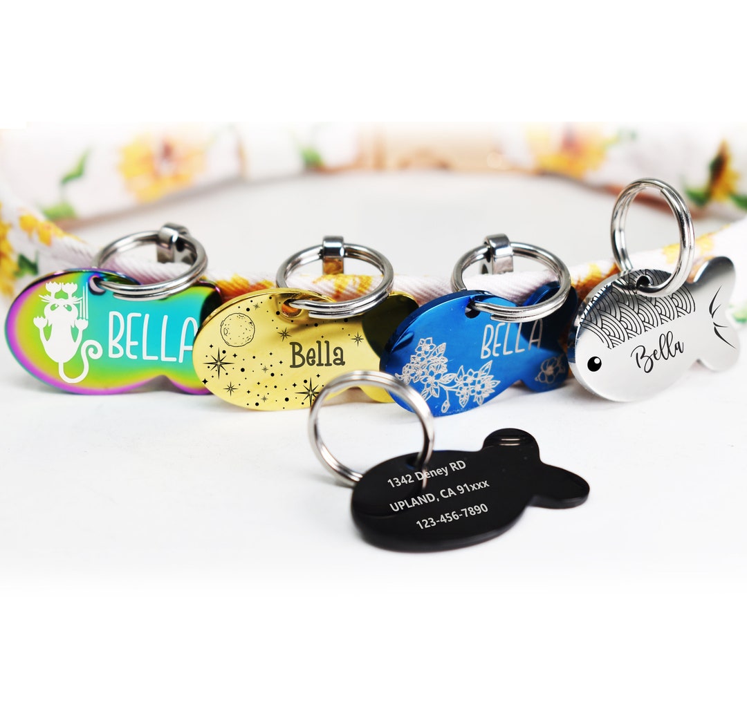 Stainless Steel Cat Tag, Fish Shape Cat Tag, Personalized Fish Shape ...
