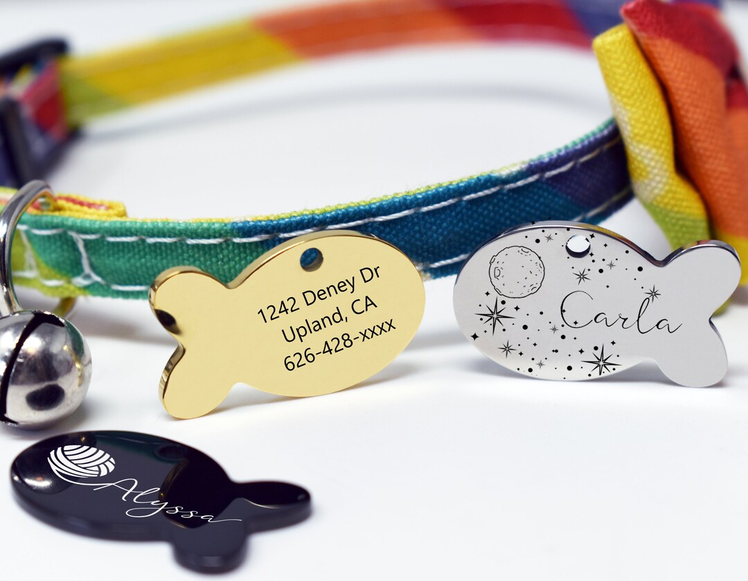 Stainless Steel Cat Tag, Fish Shape Cat Tag, Personalized Fish Shape ...