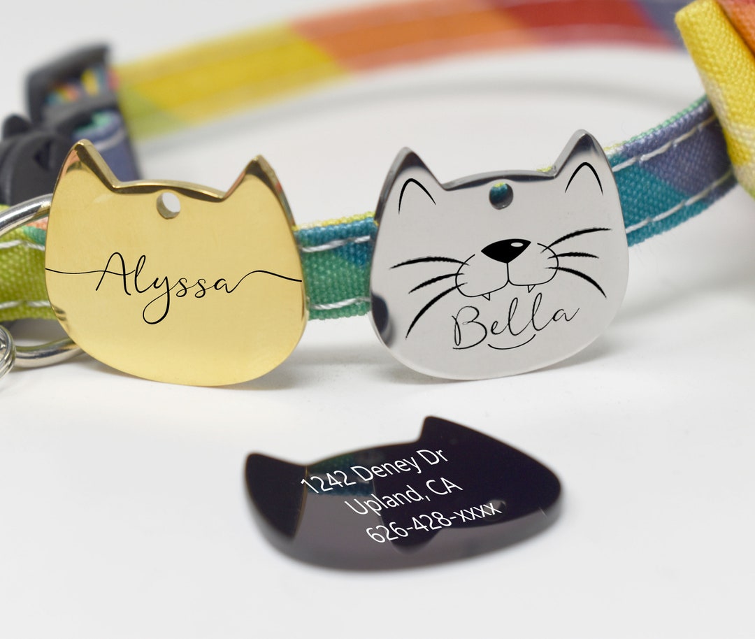 Stainless Steel Cat Tag, Cat Name Tag, Personalized Cat Tag, Pet Cat ...
