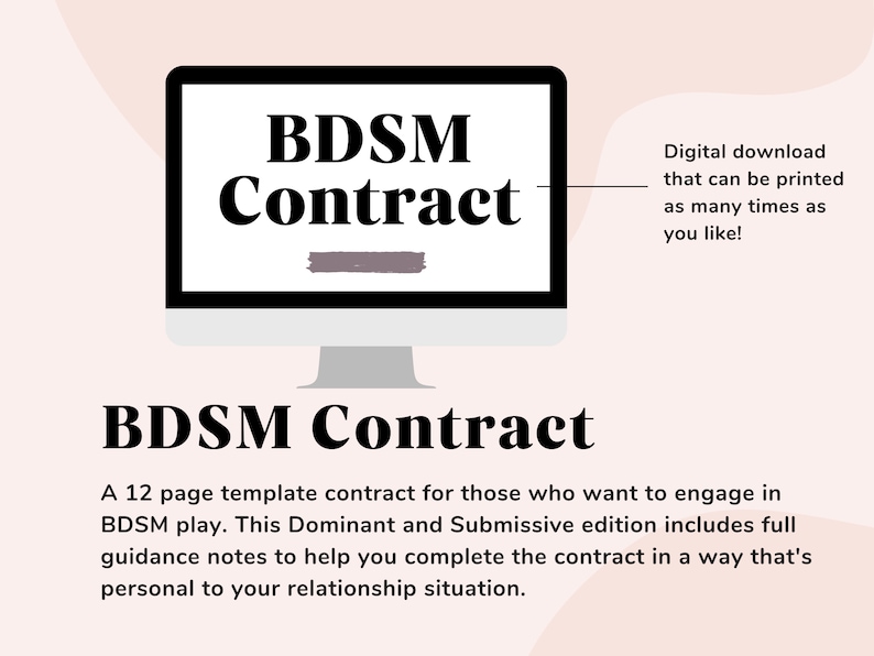 Bdsm Contract for Dom Sub Relationships: BDSM Workbook, BDSM Printables ...