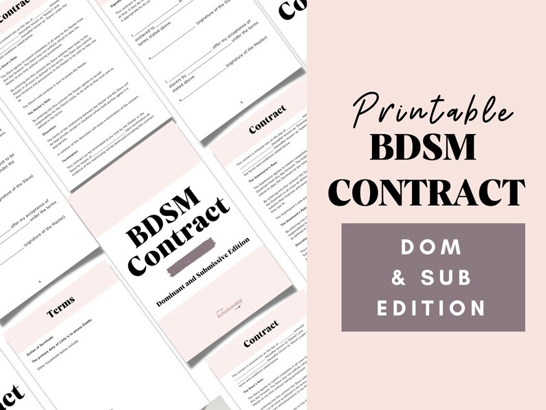 Bdsm Contract for Dom Sub Relationships: BDSM Workbook, BDSM Printables ...