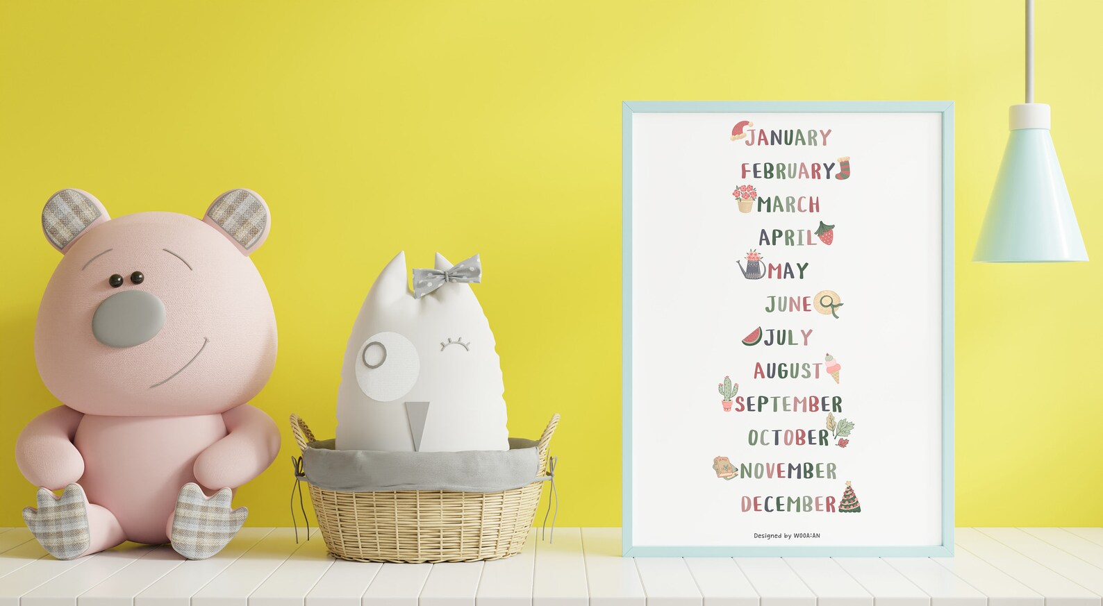 Months, Alphabet Poster, PRINTABLE Wall Art, ABC Poster, Educational ...