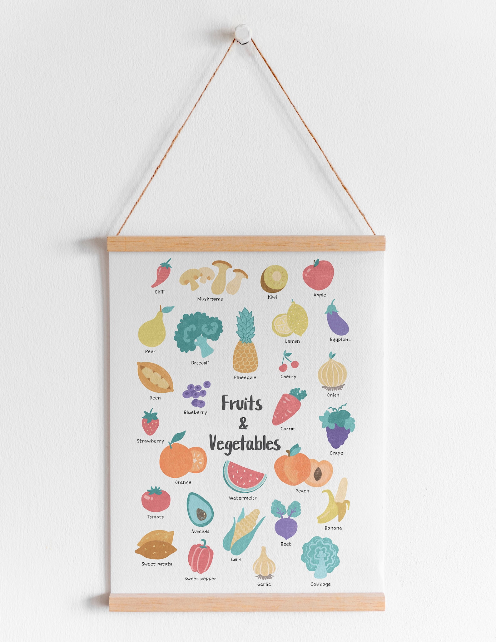 Fruits and Vegetables, Alphabet Poster, PRINTABLE Wall Art, ABC Poster ...